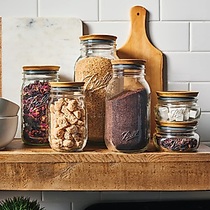 Ball Jar Wooden Storage Lids, 5-Pack, wide, Brown