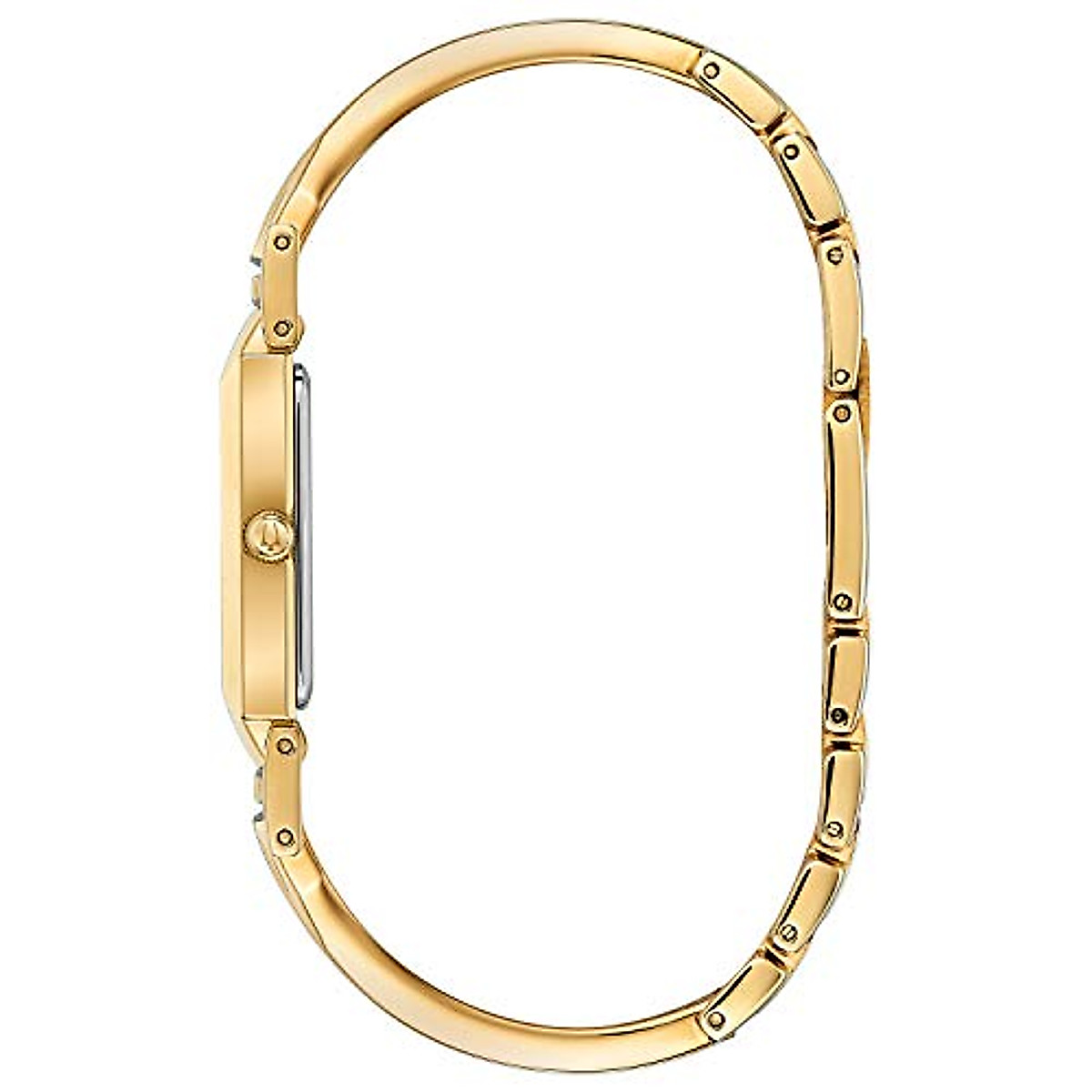 Bulova Ladies' Classic Diamond Dial Quartz Stainless Steel Watch, Rectangle, Mother-of-Pearl, Gold Tone