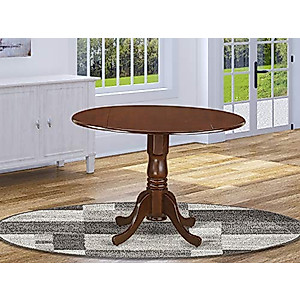 East West Furniture DLT-MAH-TP Dublin Table-Mahogany Table Top Surface & DUC-MAH-LC Dudley Padded Chair - Faux Leather Seat and Mahogany Solid Wood Frame Dining Room Chair Set of Two