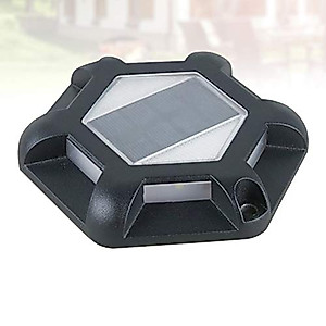 Mobestech 2pcs Solar High Pressure Outdoor Waterproof 6LED Road Lighting Deck Lights for Home Garden Landscape ( Black )