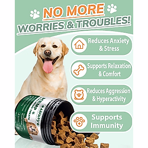 Hemp Calming Chews for Dogs Anxiety, Duck Flavored Calming Chews for Dogs 120 Chews Dog Calming Treats Natural Ingredients Calming Treats for Dogs Aid for Separation Barking Thunderstorms Travelling
