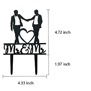 Mr & Mr Wedding Cake Topper, Black Acrylic Gay Wedding Cake Topper, Wedding Gift for Gay Couple, Men Anniversary Decoration
