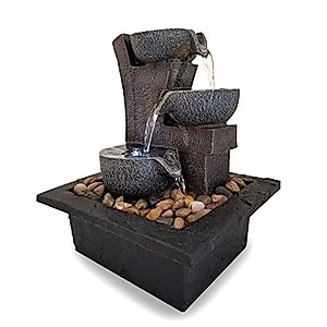 Danner Manufacturing, Inc, Aura Meditation Fountain with 3 Tiered LED Waterfall, Pack of 1, 03801