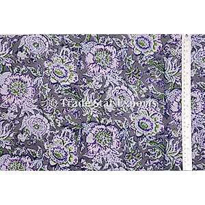 Trade Star 3 Yard Block Print Dressmaking Fabric 100% Cotton Floral Print Fabric for Sewing Crafting Ethnic Running Natural Dye Sanganeri Indian Fabric by The Yard Width 44 Inches (Pattern 4)