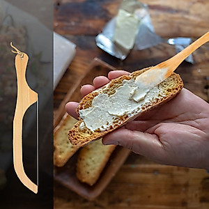 Bread Bow Knife with Wooden Handle, Serrated Blade Bread Slicer for Homemade Bread, 304 Stainless Steel Sourdough Bread Knife, Sourdough Bread Baking Supplies with Butter Spreader, 15 Inch