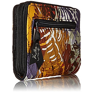 Vera Bradley Women's Cotton Turnlock Wallet, Painted Feathers, One Size