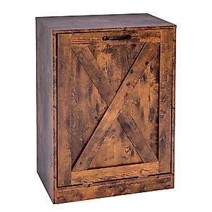 Zedesey 13 Gallon Wooden Tilt Out Trash Cabinet Hidden Trash Can Kitchen Recycling Cabinet Laundry Cabinet for Kitchen, Living Room (Brown)