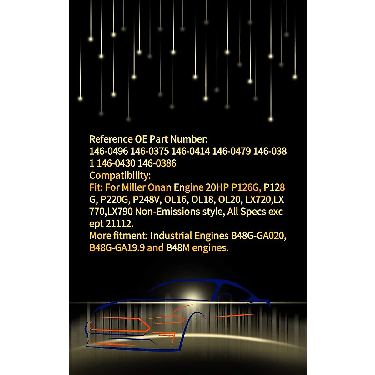 146-0496 Carburetor Carb Kit for Onan Nos B48G B48M P126G P128G P220G Replace 146-0375 146-0414 146-0479 146-0381 146-0430 146-0386
