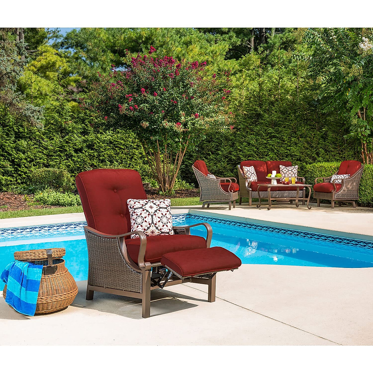 Hanover Medallion Indoor Throw, Set of 2, Decorative and Weather Resistant Red and Black Cushions for Outdoor Furniture and Patio Sets with Premium Quick-Drying Fabric, 2 Pillows, 2 Count