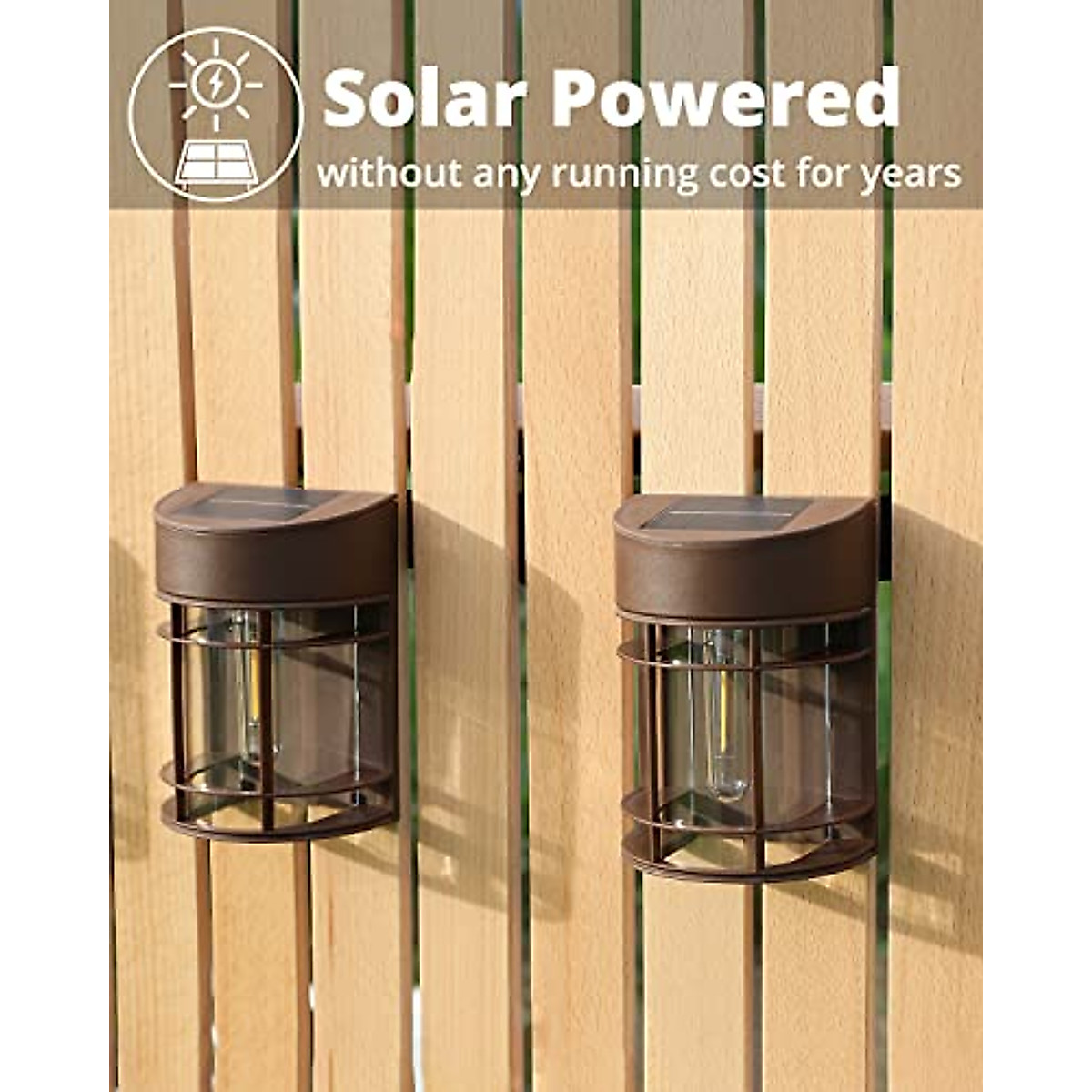 DOESLAG Solar Fence Lights, 8 Pack Deck Lights Waterproof Solar Outdoor Lights for Garden Fence Post Backyard Decor, Brown