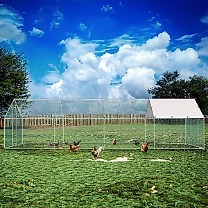 BESBLEE Galvanized Large Metal Chicken Coop Walkin Poultry Cage Hen Run House Rabbits Habitat Cage Spire Shaped Coops UV & Water Resistant Cover for Outdoor Backyard(13.1’L x 9.8’W x 6.5’H)