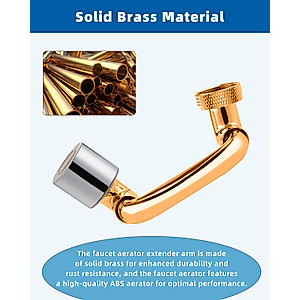 Hibbent 1080° Swivel Faucet Extender, Metal Rotatable Sink Faucet Aerator with Brass Extension, Dual Function 2 Modes Kitchen & Bathroom Sink Sprayer, Faucet Attachment for Gargle/Eye/Face Washing