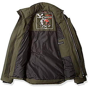 Moose Knuckles Men's Down 3/4 Jacket, Army/Natural Fur, Medium