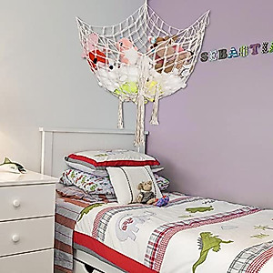 Hircviy Stuffed Animal Net or Hammock Handmade Large Macrame Toy Display Hammock Organizer for Corners, Walls and Ceiling Hanging Plushie Net Toys Holder for Kids Room Boho Storage