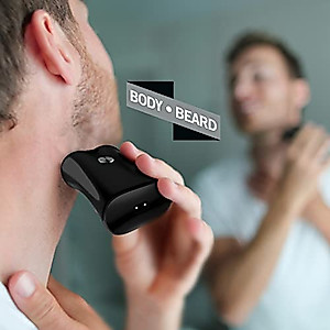 Perry Ellis Mens Electric Shaver with Twin Rotary Blades | Portable, Cordless, Travel Electric Razor for Men | USB Rechargeable Shaver | IPX5 Water Resistant | Flexible Floating Shaving Heads (Black)