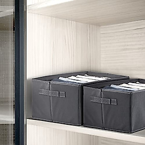 3 Pcs Wardrobe Clothes Organizer, Drawer Clothes Organizers for Pants, Jeans, T-shirt, Scarves, Dress, Stackable Storage Closet Container with Handles, Grey (2Pcs 6 Grids & 1Pc 9 Grids)