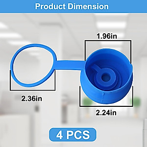 5 Gallon Water Jug Caps 4 Pcs, Food Grade Silicone Reusable Replacement Lid, Fit for 55mm Standard/Screw/Crown Top Water Dispensers Leak-Proof Cap Compatible with 3 & 5 Gallon Water Bottle Cap