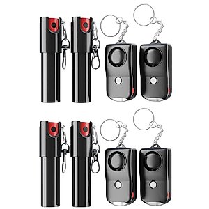 ARMADILLO DEFENSE Pepper Spray and Personal Alarm Key Chain Bundle (8 Pack) for Protection and Self Defense, Safeguard for Women and Men, Tear Gas and Panic Button