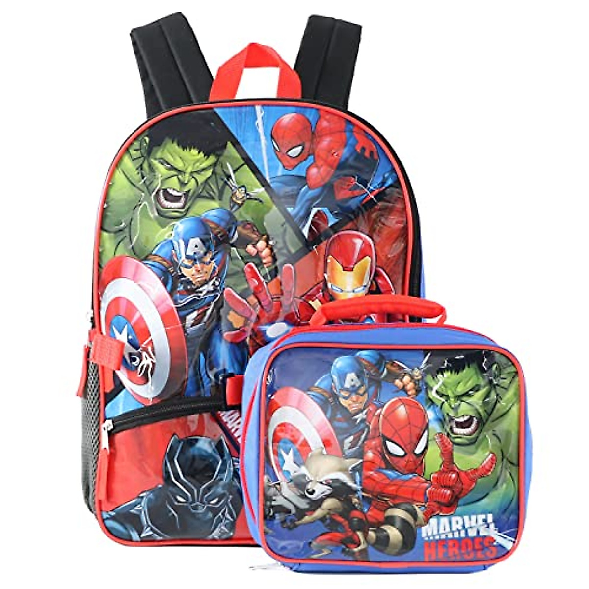 Marvel Avengers Backpack with Lunch Bag (One Size, Heroes)