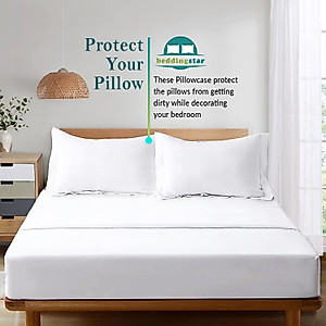 Queen Pillow Shams Set Of 2 PC 100% Egyptian Cotton White Pillow Shams Queen Size 20x30 Pillow Cases 600 Thread Count Soft Skin Friendly Cushion Cover Decorative Queen Size Bed Pillow Covers Set