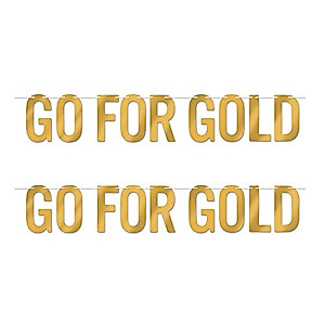 Beistle Gold Foil Go Streamers 2 Piece, 7" x 5'