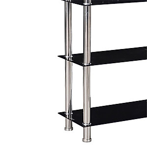 Better Home Products Decorative Shelves Glass 4 Tier Household Floor Storage, Tempered Glass Shelves, Audio-Video Media Stand