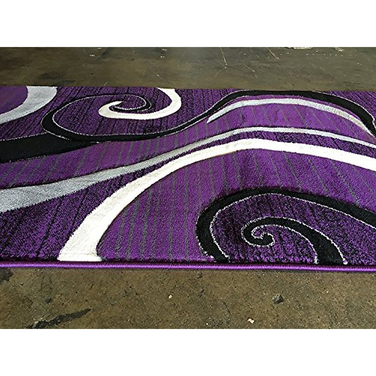Contempo Modern Purple Grey Black Gray Contemporary Runner (400,000 Point) Area Rug Swirl Design #344 (2 Feet X 7 Feet 3 Inch )