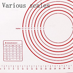 sunyou Silicone Pastry Mat - Extra Thick Non-Stick Baking Mat with Measurement - Fondant Mat, Counter Mat, Dough Rolling Mat, Oven Liner, Pie Crust Mat (L-24''(W)32''(L), Red)