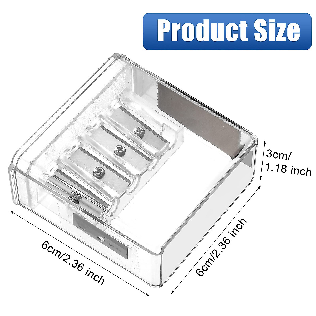 2 Pieces Carpenter Long Point Manual Pencil Sharpener with Plastic Lid 4 Holes Handheld Sharpener for Sketching, Charcoal, Colored Pencils (Transparent)