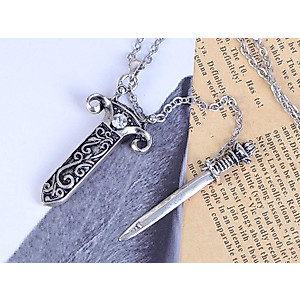 Alilang Antique Fantasy Medieval Renaissance Removable Scabbard Rune Sword Dagger Pendant Necklace