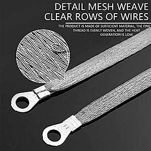 zipelo Universal Automotive Ground Strap, 6Pcs 12" Vehicle Engine Ground Cable Strap Kit, Professional Heavy Duty Braided Tinned Copper Strap for SUV Truck Most Cars (Silver2)