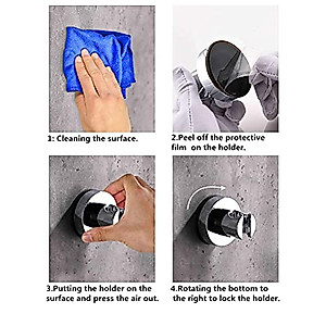 BluPai Vacuum Suction Holder,Removable Wall Mounted Shower Head Holder for Bathroom,Relocatable Showerhead Bracket,Black