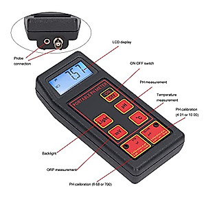 Water Tester, Accurate Measurement Automatic Calibration PH Tester Backlight 4 Digit Wide Application for Laboratory (PH ORP Electrode)