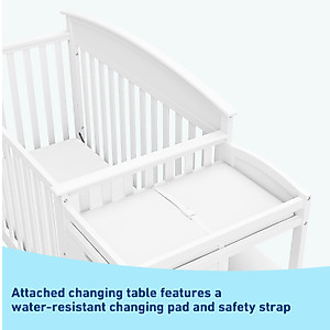 Graco Benton 5-in-1 Convertible Crib and Changer (White) – Crib and Changing -Table Combo, Includes Water-Resistant Changing Pad, 3 Drawers, Converts to Toddler Bed, Daybed and Full-Size Bed