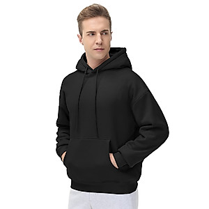 THE GYM PEOPLE Men's Fleece Pullover Hoodie Loose Fit Ultra Soft Hooded Sweatshirt With Pockets Black