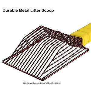 Lxmons Cat Litter Scoop, Steel Metal Scooper with Deep Shovel and Long Foam Handle for Kitty Litter Box, Soft Pet Sifter, Comfy Poop Sifting, Pooper Lifter, Durable and Heavy Duty, Bronze Finish