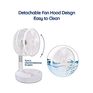 Primevolve Battery Operated Fan,Portable Rechargeable USB Floor Table Desk Fan with Adjustable Height, 4 Speed Settings Pedestal Fan for Bedroom Office Fishing Camping Travel, White 7.7"