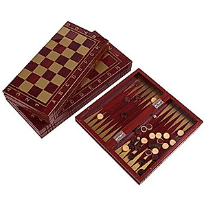 Chess Portable Set Portable Set Wooden Portable Chessboard Folding Board Game International Set for Party Family Activities Backgammon LQHZWYC (Size : L)