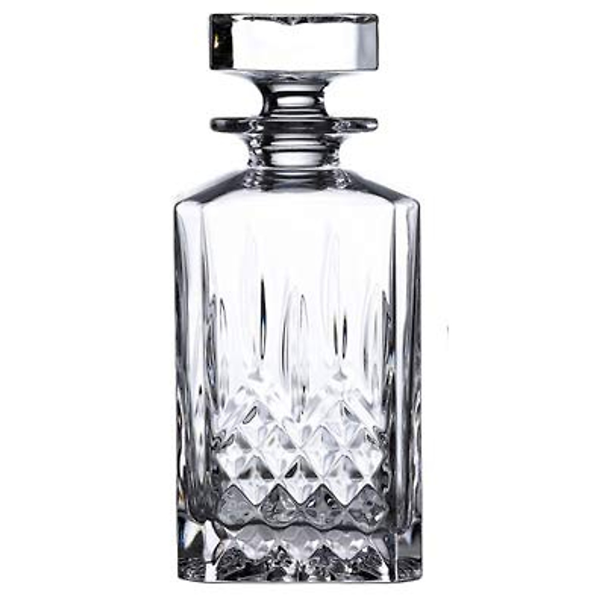Marquis by Waterford Markham Square Personalized Crystal Whiskey Decanter Set with Pair of 11 Ounce DOF Glasses, Custom Engraved Whiskey Decanter with Glasses for Scotch, Bourbon, Rye