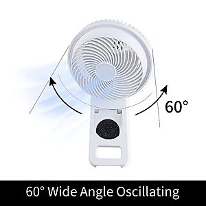 Heal Smart 7 inch Wall Mount Fan, 3 Speeds & 3 Modes, 15 Hours Timer, 60° Oscillating Circulating Fan, with Remote Control, Air Circulation Fan for Indoor Use, White