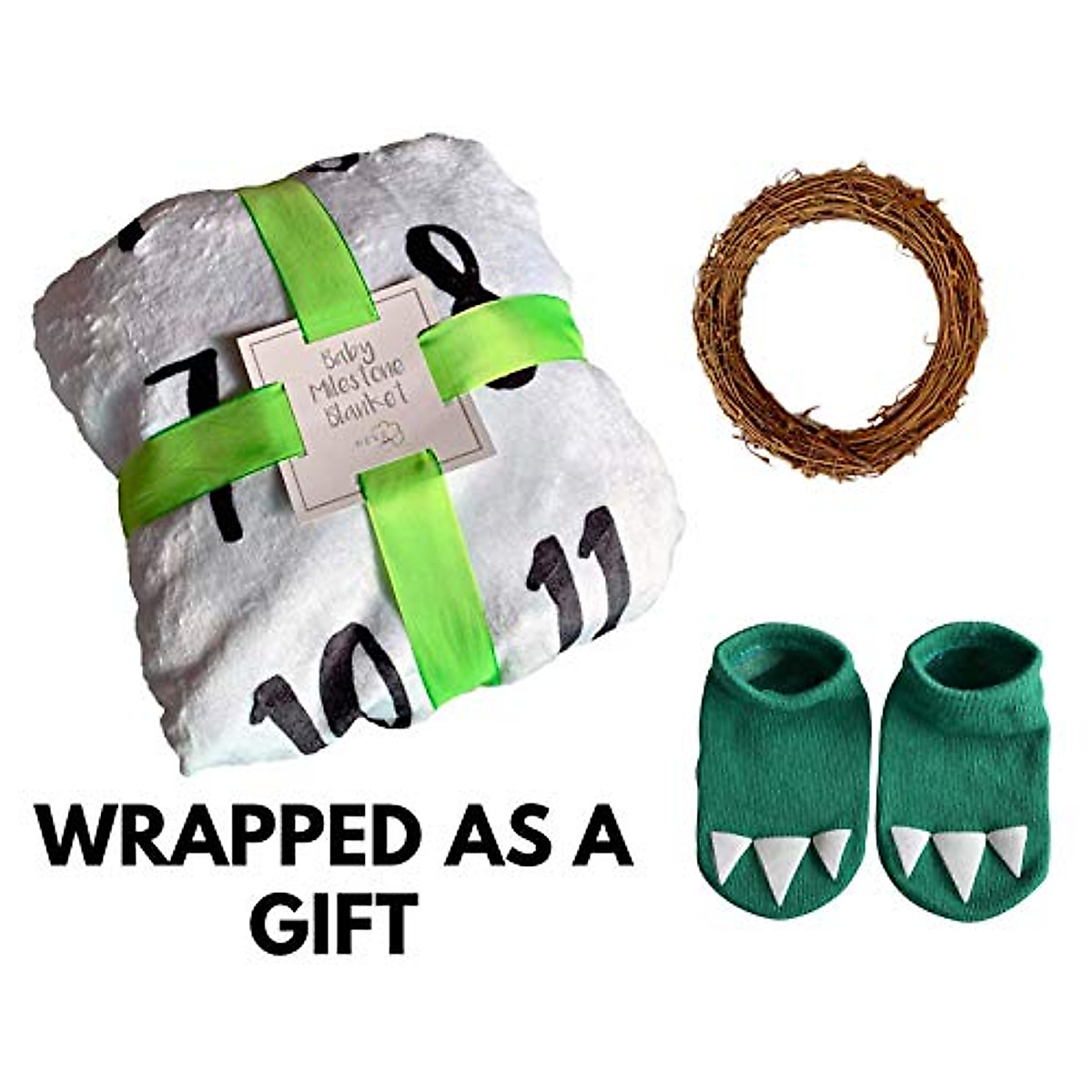 Baby Monthly Milestone Blanket | Includes Frame for The Numbers and Bonus Product | 1 to 12 Months | Premium Extra Soft Fleece | Best Photography Backdrop Prop for Newborn Boy & Girl