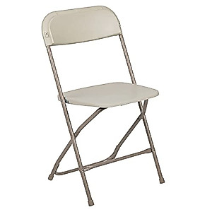 Flash Furniture Hercules Series Plastic Folding Chair - Beige - 650LB Weight Capacity Comfortable Event Chair - Lightweight Folding Chair