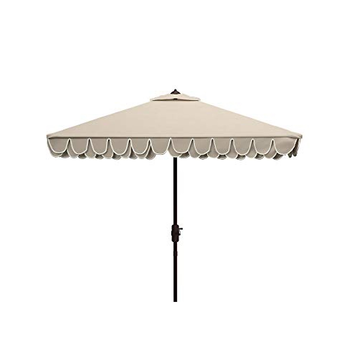 Safavieh PAT8406C Outdoor Elegant Valance Beige and White 7'6" Square UV Protected Umbrella