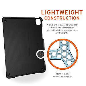 UAG iPad Pro 12.9" (6th Gen 2022, 5th Gen 2021) Case Black Metropolis Rugged Heavy Duty Protective Cover Multi-Angle Viewing Folio Stand with Pencil Holder, by URBAN ARMOR GEAR
