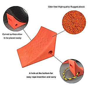 HOXWELL 2 Pack RV Leveling Blocks Wheel Chocks, Premium Heavy Duty Vehicle Wedge Design and Garage Grip Bottom for Travel Trailers, Camper, Truck, Car and ATV Orange 2 Pack