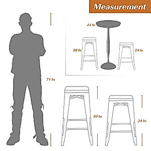 Furmax 30 Inches Metal Bar Stools High Backless Stools Indoor Outdoor Stackable Kitchen Stools Set of 4 (Gun)