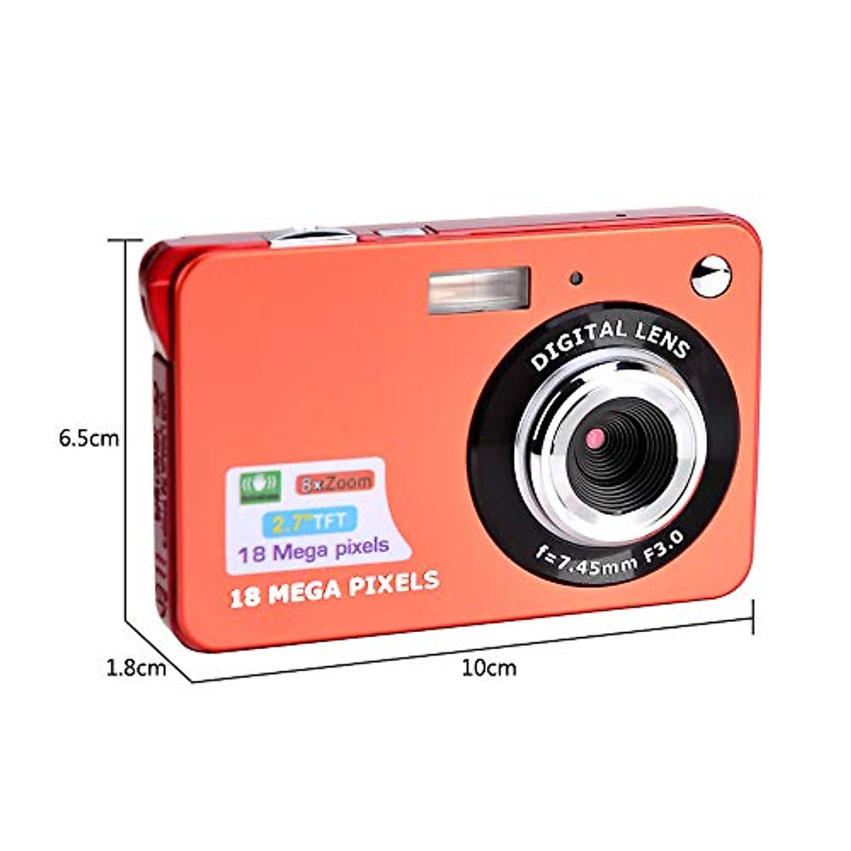 Andoer Digital Camera Mini Pocket Camera 18MP 2.7 Inch LCD Screen 8X Zoom Smile Capture Anti-Shake with Battery