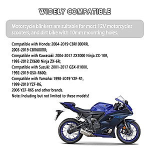 4PCS Motorcycle Turn Signals,14LED Front+Rear Motorcycle Blinkers with Cool Amber Lamp,12V Motorcycle Turn Signal Light Compatible with Yamaha Kawasaki Motorcycle Accessories (Smoked Black Shell)