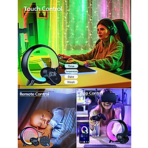 Smart Night Light for Kids,Wake Up Light Sunrise Alarm Clock,Ambient Light & Sleep Assistant 15 Soothing Sounds Baby Night Light,App,Bluetooth Speaker,Bedside Lamp,Timer,Remote Control,Ideal for GIF