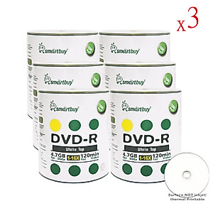 Smart Buy 1800 Pack DVD-R 4.7gb 16x White Top Blank Data Video Movie Record Disc, 1800 Disc 1800pk